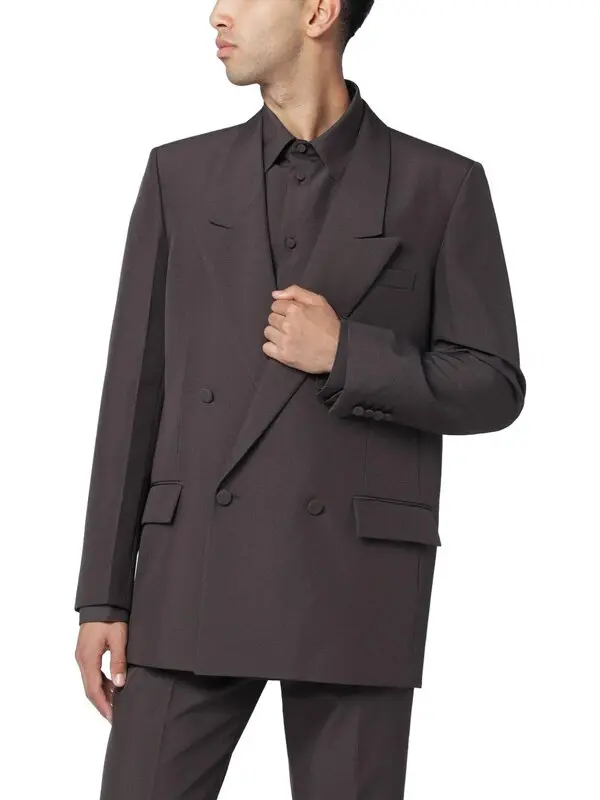 Gucci Double-breasted Jacket In Technical Panama Fabric - Brown
