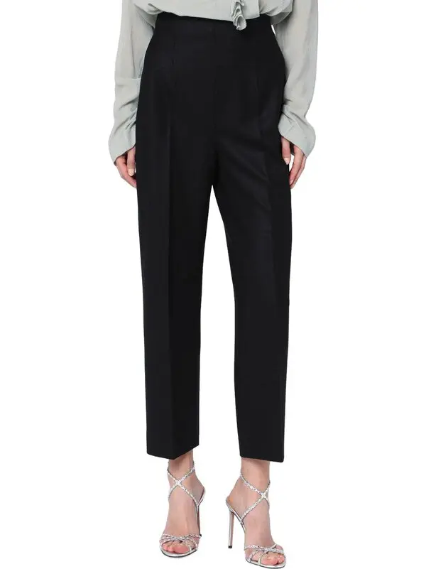 Alberta Ferretti Tailored Virgin Wool Blend Trousers - Black