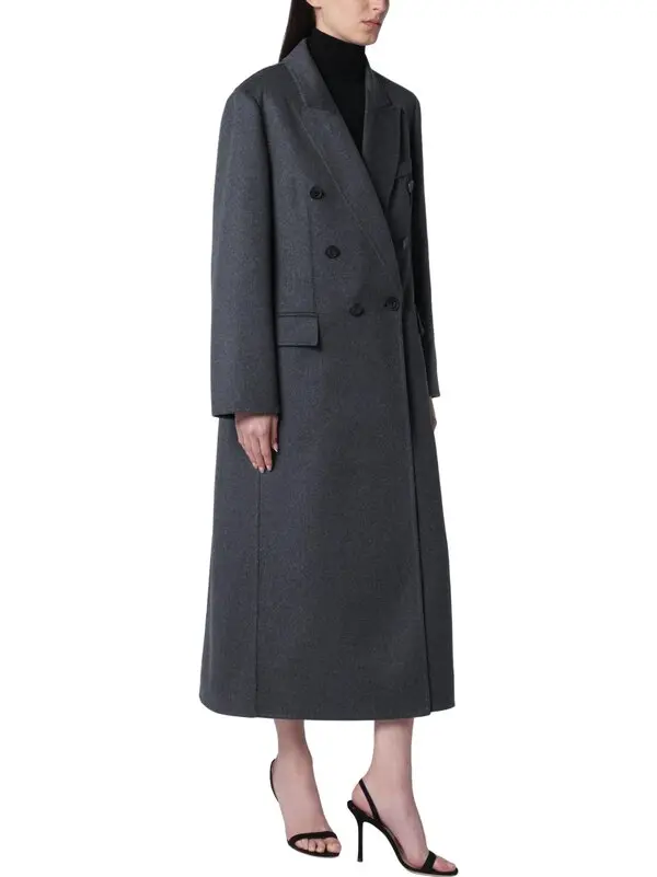Victoria Beckham Double-breasted Mélange Wool And Cashmere Coat - Grey