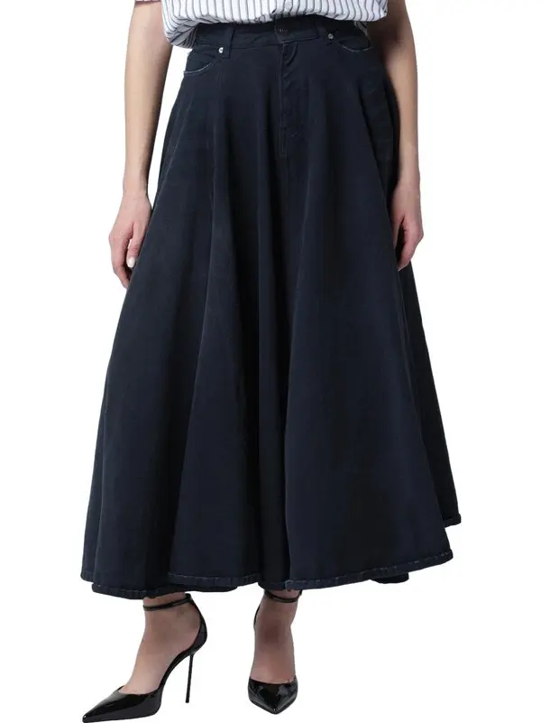 Balenciaga Navy Maxi Godet Denim Skirt - Blue