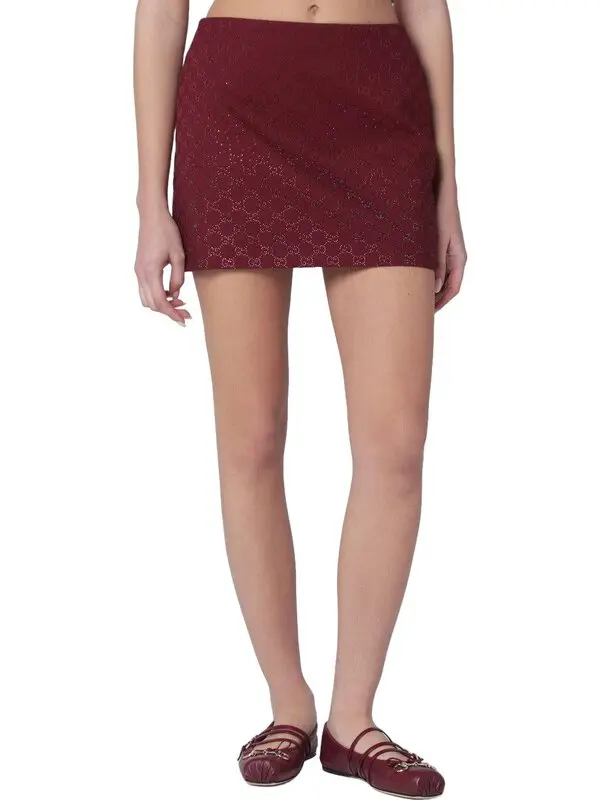 Gucci Mini Gg Crystal Skirt - Red