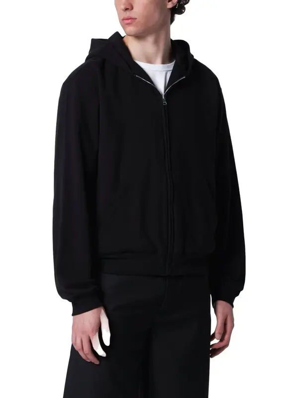 Gucci Zip Hoodie In Cashmere Blend With Logo Print - Black