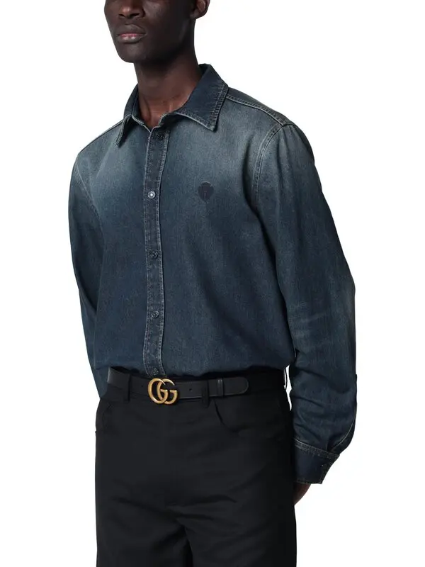 Gucci Denim Shirt With Washed Effect - Blue