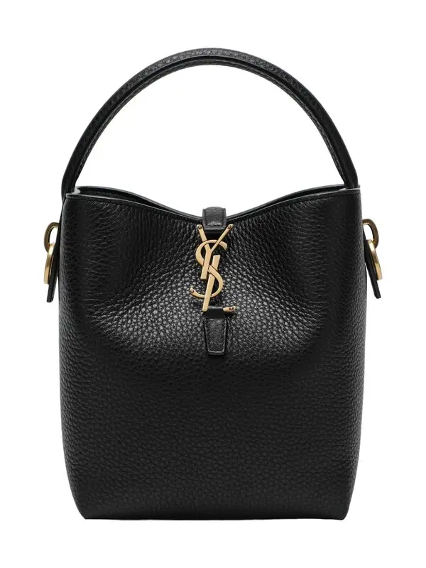 Saint Laurent Le 37 Bucket Bag In Grained Leather - Black