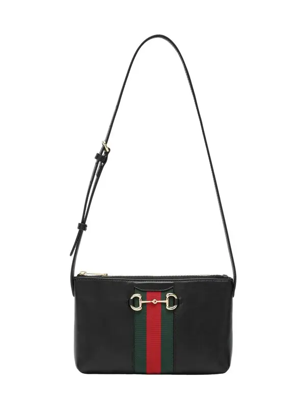 Gucci Leather Mini Horsebit Web Bag - Black