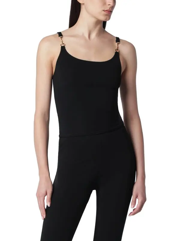 Gucci Viscose Crêpe Jersey Top With Horsebit Detail - Black