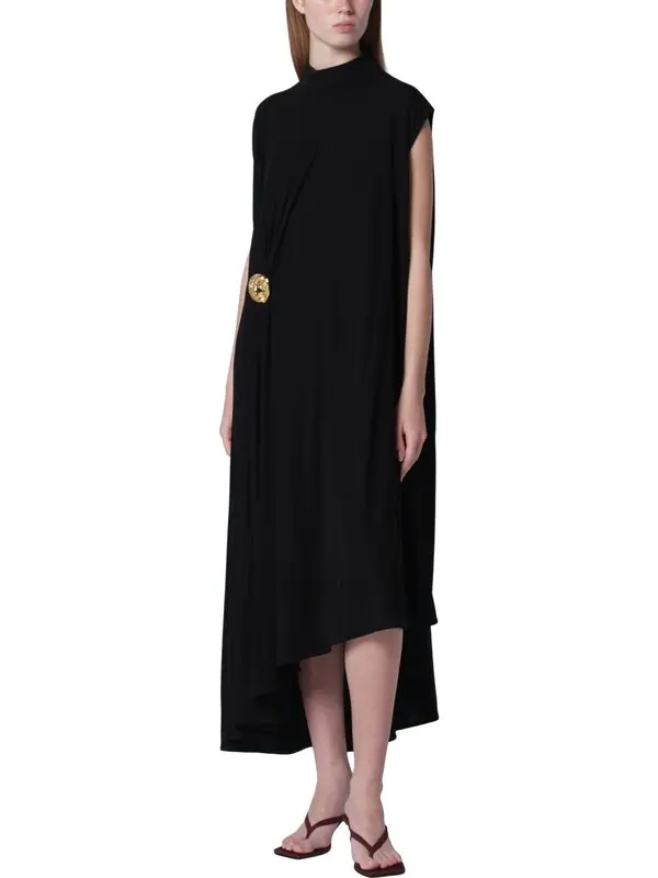Bottega Veneta Viscose Crêpe Jersey Dress With Brooch Detail - Black