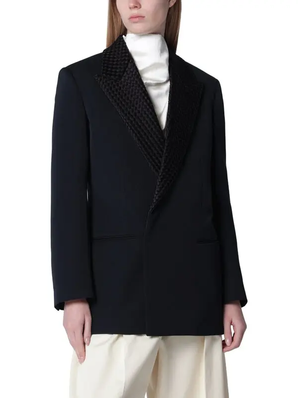 Bottega Veneta Grain De Poudre Wool Tuxedo Jacket - Blue