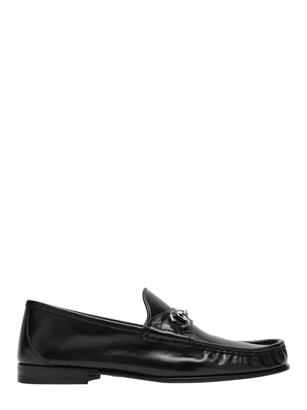 Gucci Lugano Leather Loafers With Silver Horsebit - Black