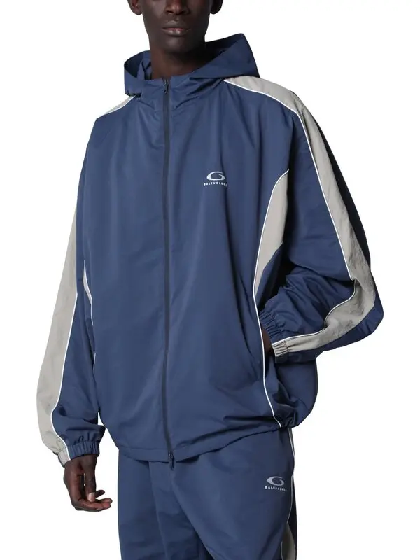 Balenciaga Washed-effect Technical Satin Track Jacket - Blue