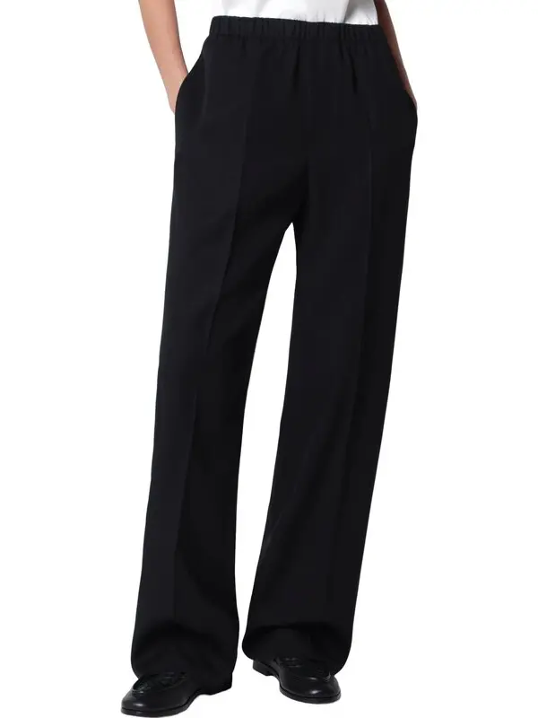Bottega Veneta Wide-leg Elasticated Trousers In Wool - Black
