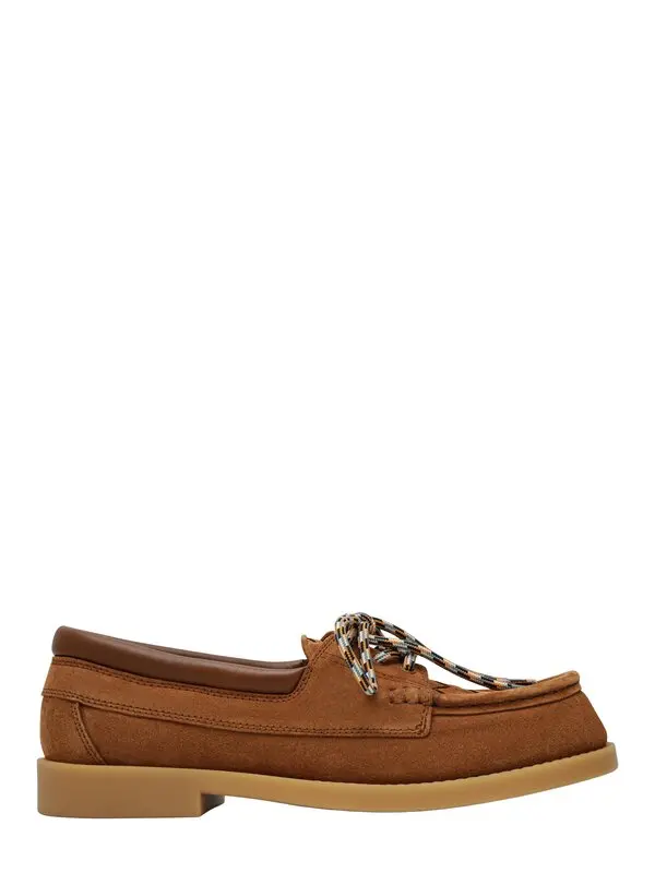 Bottega Veneta Pier Boat Shoes In Suede With Intrecciato Detail - Brown