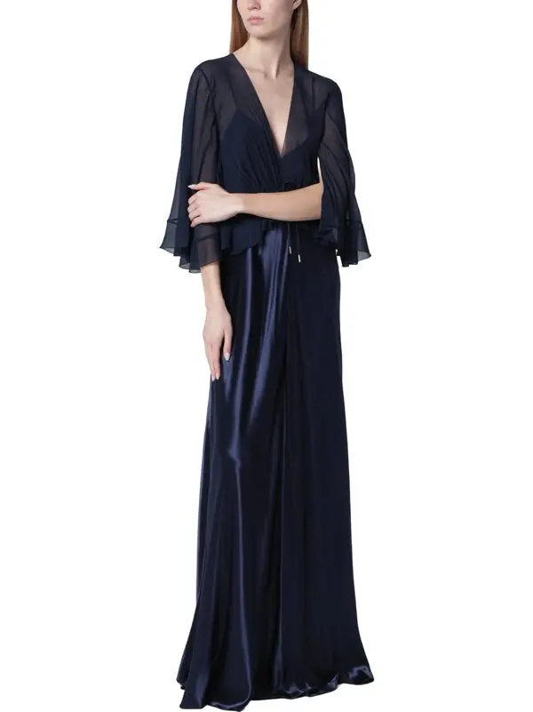 Alberta Ferretti Ruched Long Dress - Blue