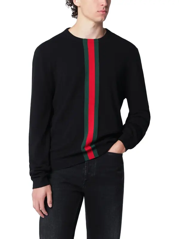 Gucci Cashmere Sweater With Web Motif - Black