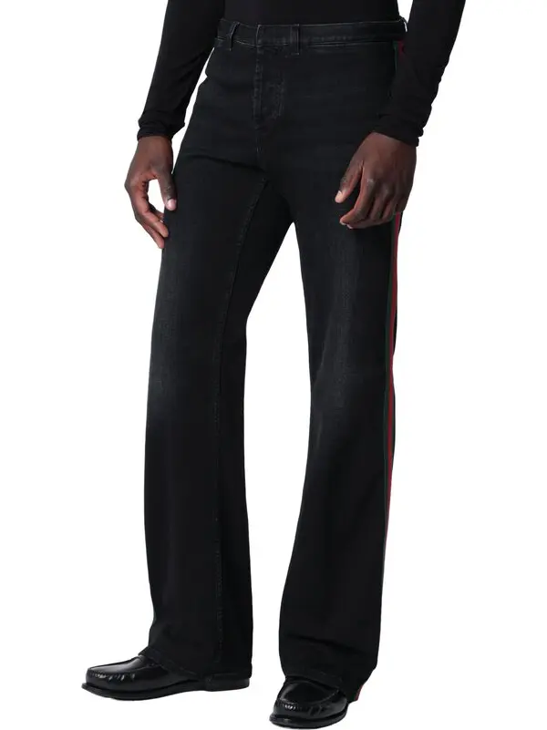 Gucci Low-rise Cotton Denim Jeans With Web Tape - Black