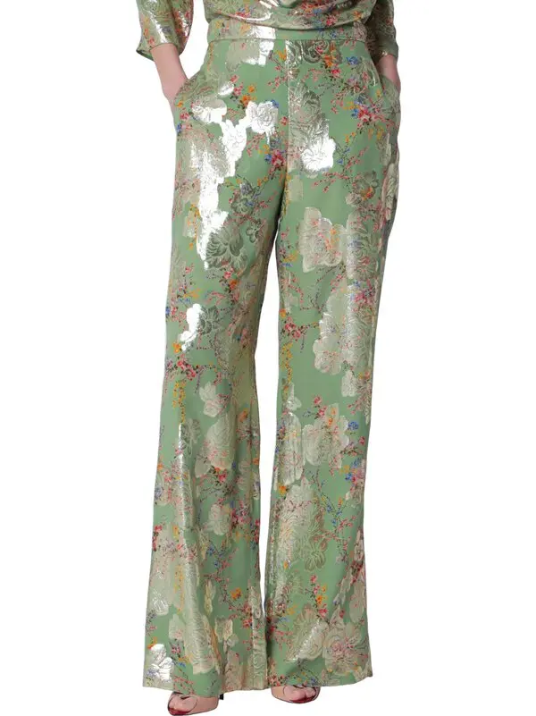 Valentino Garavani Silk Trousers With All-over Print - Green