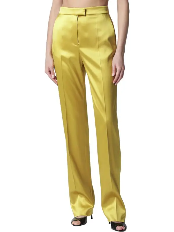 Valentino Garavani Shiny Silk Blend Trousers - Yellow