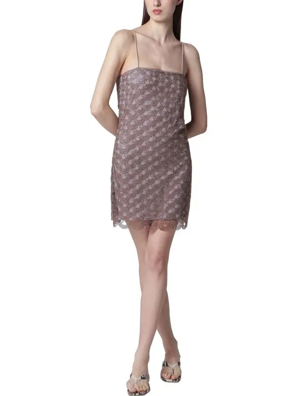 ROTATE BY BIRGER CHRISTENSEN Sequin Scalloped Mini Dress - Grey