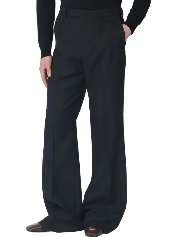Valentino Garavani Wool Blend Flared Trousers - Black