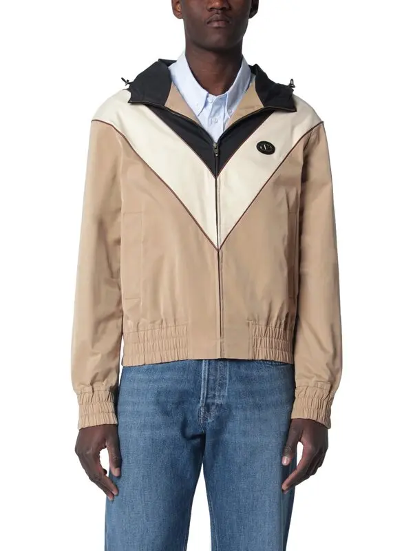 Valentino Garavani Butter And Camel Vlogo Patch Windbreaker - Black
