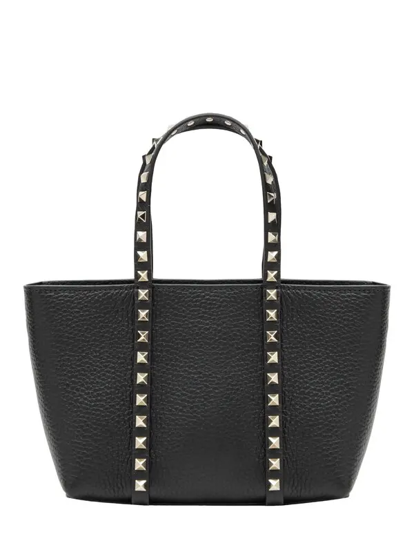 Valentino Garavani Rockstud Grained Calfskin Tote - Black