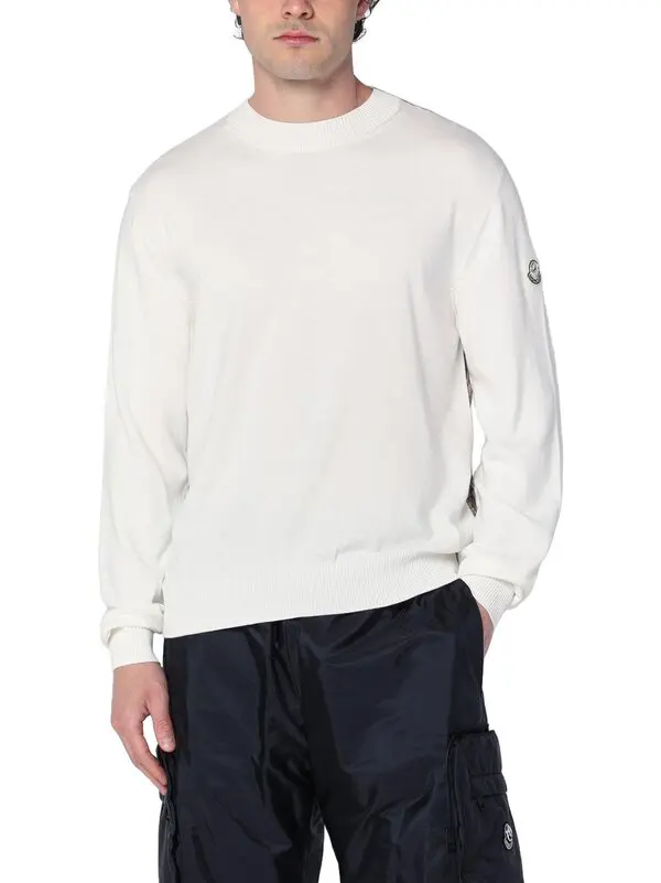 MONCLER X MERCEDES-BENZ BY NIGO White Cotton Crew Neck Jumper With Logo Print - Grey