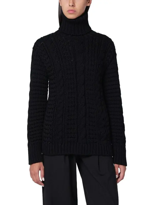 MONCLER X EDWARD ENNINFUL Moncler Genius X Edward Enninful Wool Cable-knit Turtleneck Sweater - Black