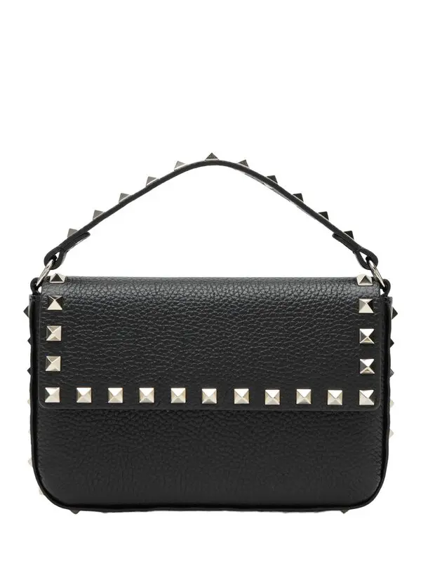 Valentino Garavani Rockstud Pouch In Grained Calfskin Leather - Black