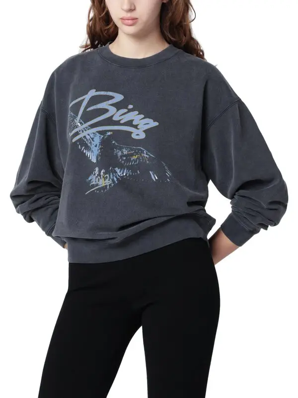 ANINE BING Spencer Eagle Washed Sweatshirt - Black