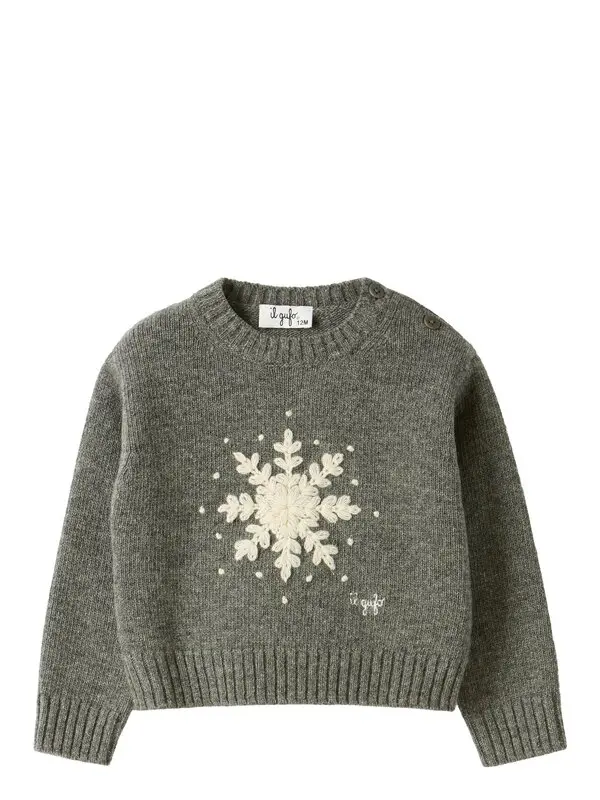 IL GUFO Wool Sweater With Embroidered Snowflake - Grey