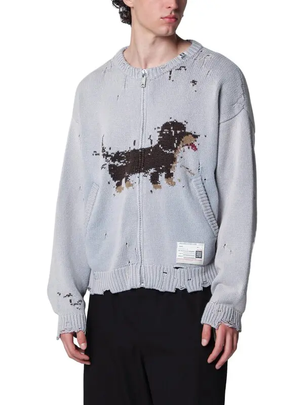 Mihara Yasuhiro Dachshund Jacquard Cardigan - Blue