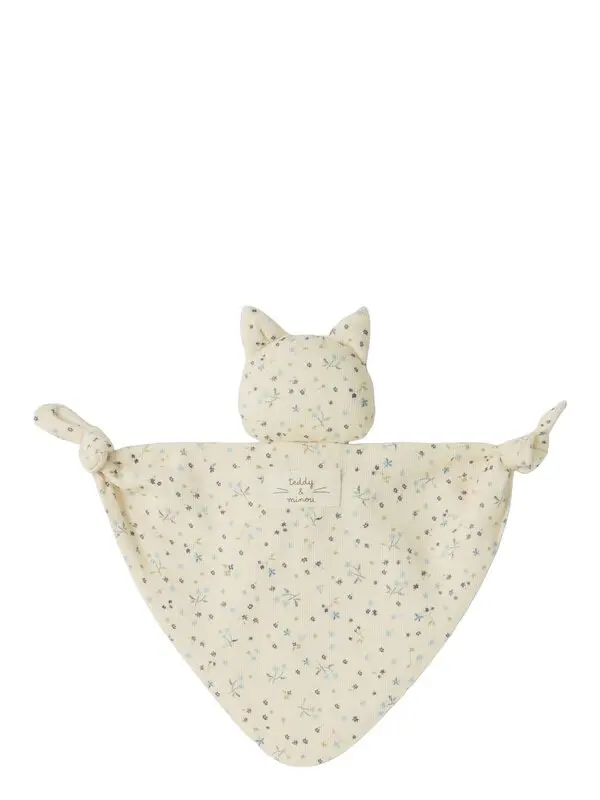 TEDDY & MINOU Doudou With Floral Print And Kitten Detail - Grey