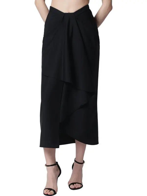 Givenchy Draped Skirt In Wool And Mohair - Black