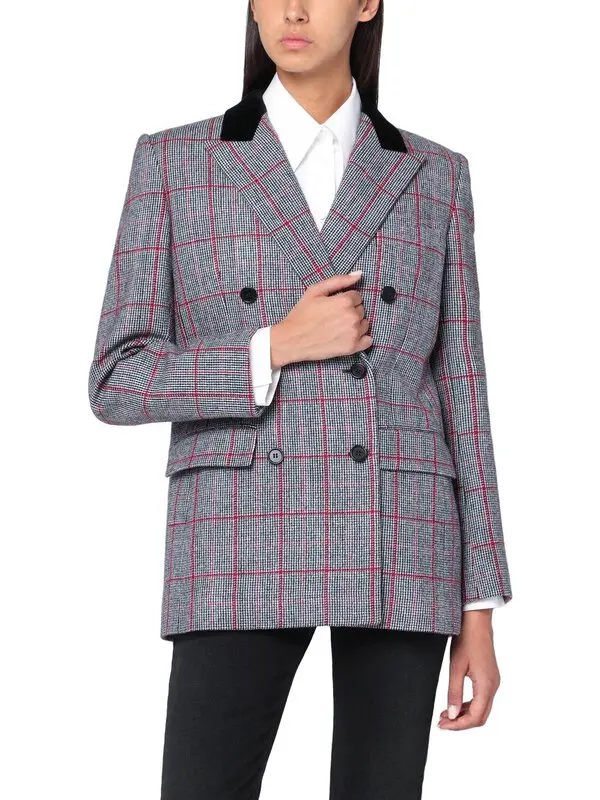 Chloé Double-breasted Checkered Virgin Wool Blazer - Multicolor