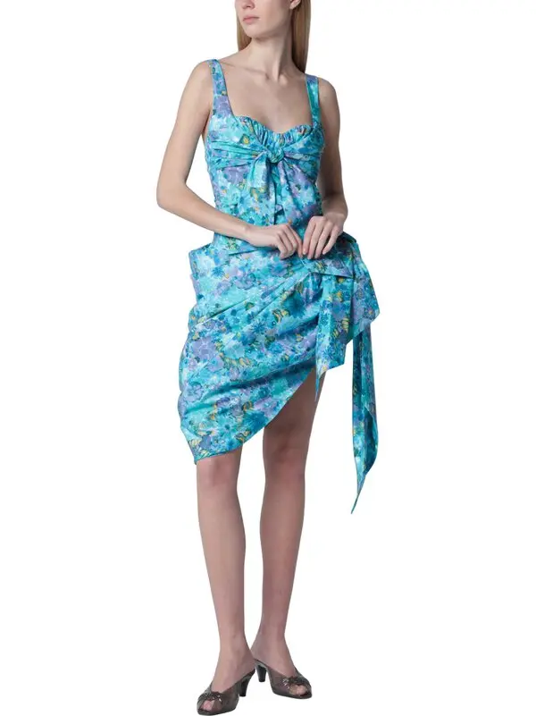 Chloé Sleeveless Draped Midi Dress In Cotton Poplin - Multicolor