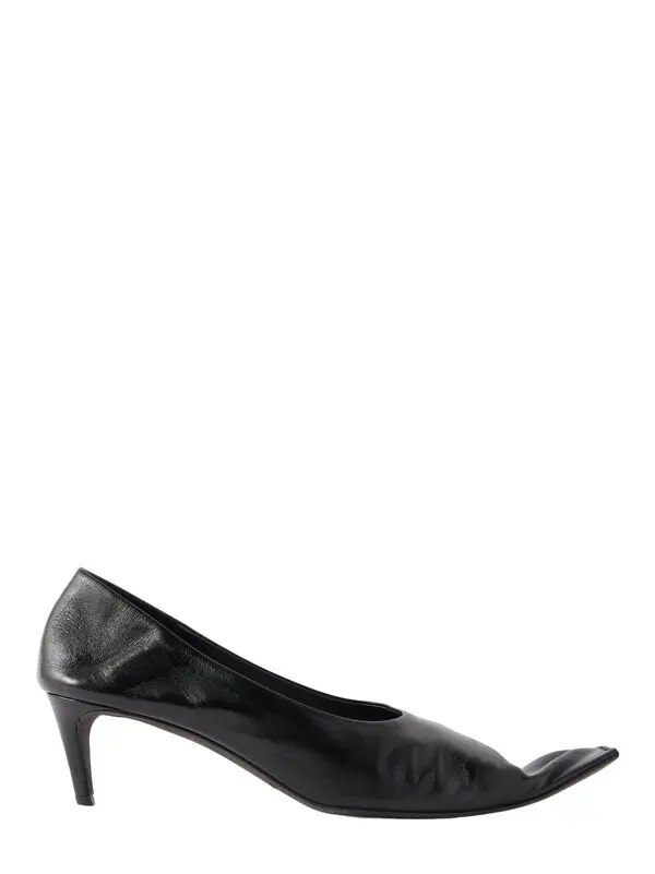 Khaite Marlene Glazed Leather Sculptural Pumps - Black