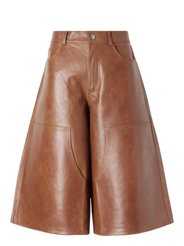 HAIKURE Legacy Leather Wide-leg Shorts - Brown