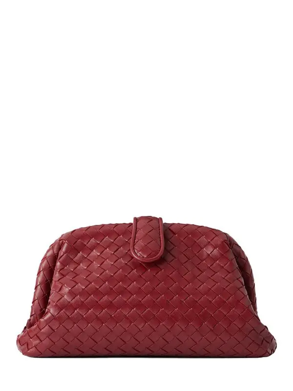 Bottega Veneta Lauren 1980 Intrecciato Leather Clutch Bag - Red