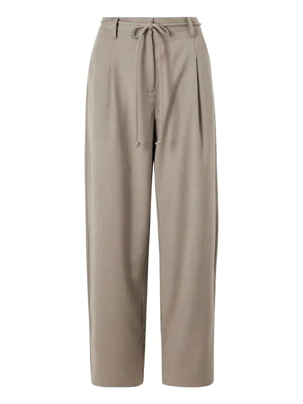 ST. AGNI Pleated Wool-blend Barrel-leg Pants - Brown
