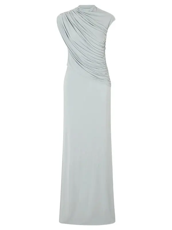 Tove Gathered Jersey Maxi Dress - Blue
