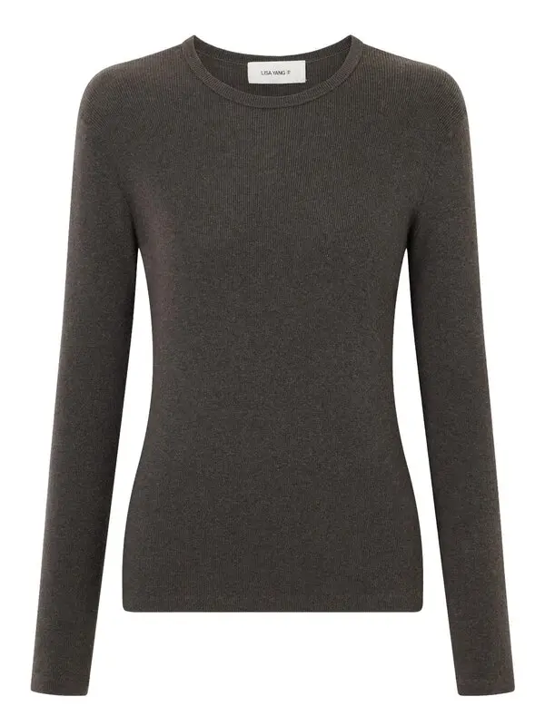 LISA YANG Vivian Cotton And Cashmere-blend T-shirt - Brown