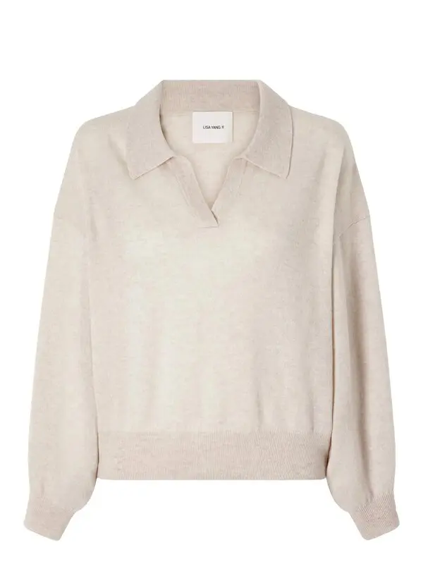 LISA YANG Katriel Cashmere Polo Sweater - Neutrals
