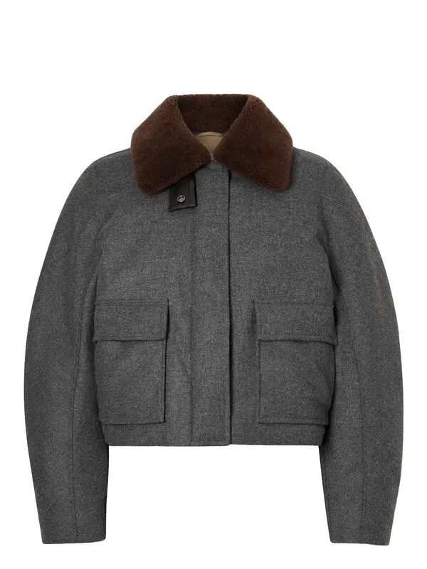 Brunello Cucinelli Shearling-trimmed Padded Wool And Cashmere-blend Down Jacket - Gray