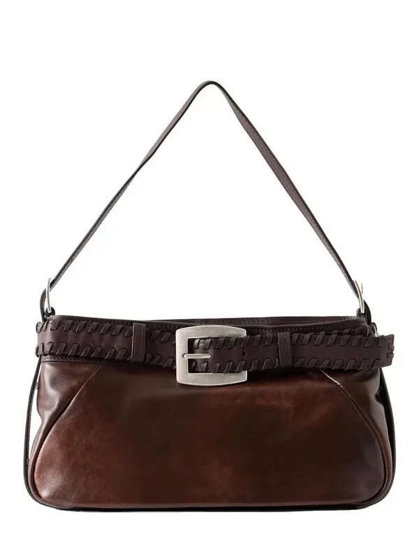 Staud Brooklyn Belted Leather Shoulder Bag - Brown