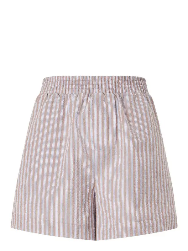 Varley Darina Striped Seersucker Cotton-blend Shorts - Blue