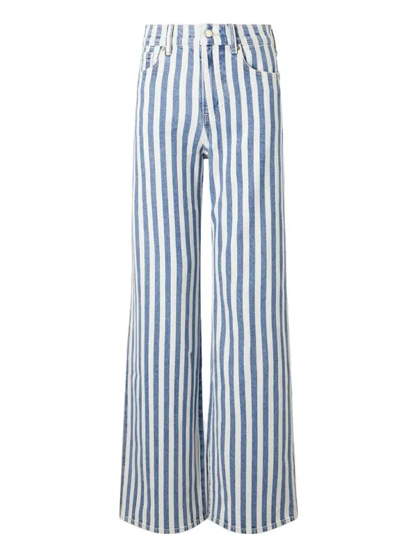 Veronica Beard Taylor Striped High-rise Wide-leg Jeans - Blue