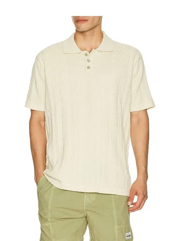 CRITICAL SLIDE Rails Knit Polo In Cream - Ecru