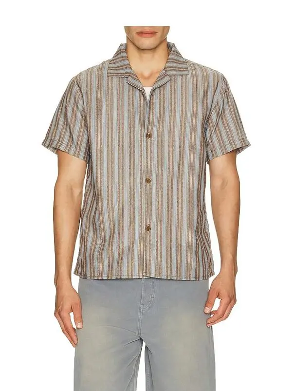 RHYTHM Vacation Stripe Shirt In Brown - Chocolate
