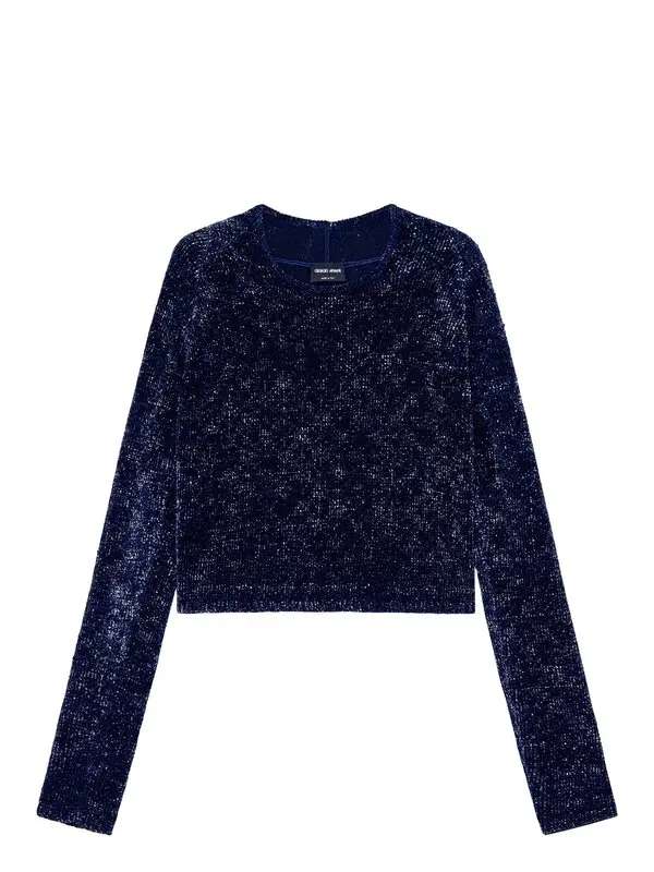 Giorgio Armani Devoré Chenille And Cashmere Blend Slim-fit Sweater - Blue