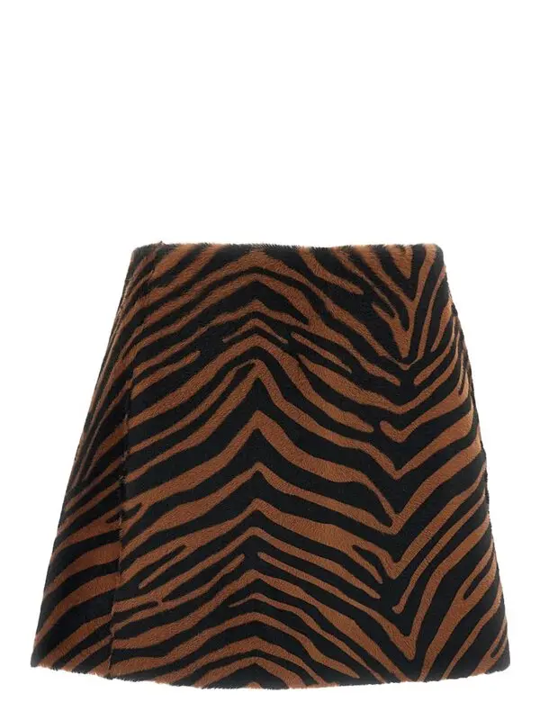 PAROSH Animalier Print Pony-hair Leather Mini Skirt - Multicolore